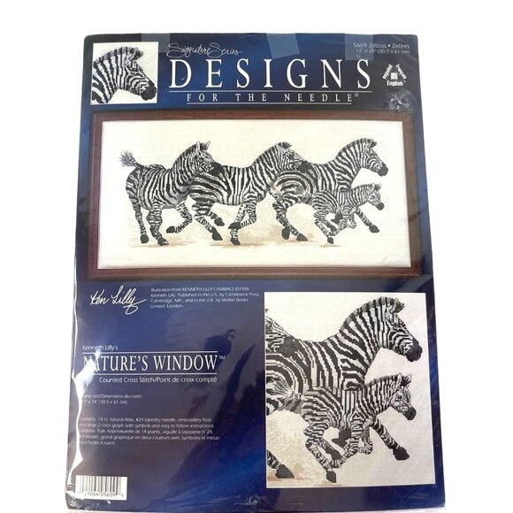 Leisure Arts | Art | Zebra Cross Stitch Kit Natures Window 2 X 24 Ken ...